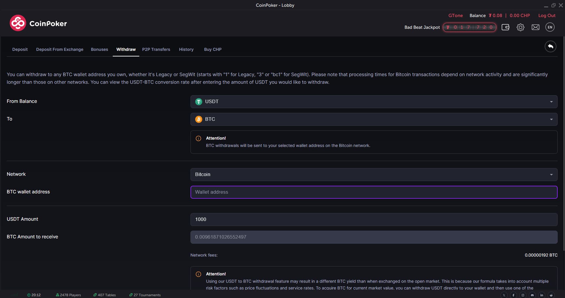 How to Withdraw Bitcoin on CoinPoker